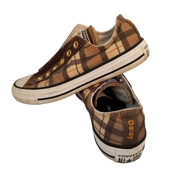 Converse | Shoes | Converse All Star Slip On Retro Brown Plaid Casual ...
